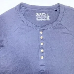 Faherty | Tops | Faherty Henley Top Womens S Navy Blue Cloud Cotton ...